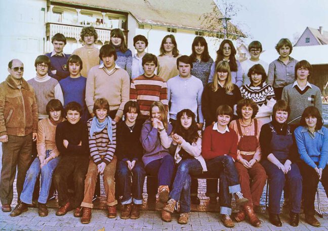 Klasse 8c der Realschule mit Lehrer Reichenbach, 1978 - Löffingen damals